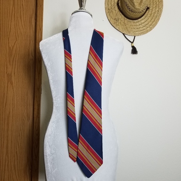 Vintage | Accessories | Vintage 97s Red Yellow And Blue Striped Tie ...